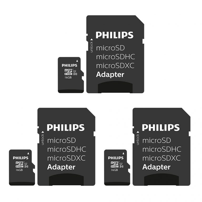 Philips Micro SD SDHC Memory Card Class 10 with Full Size SD Card ...