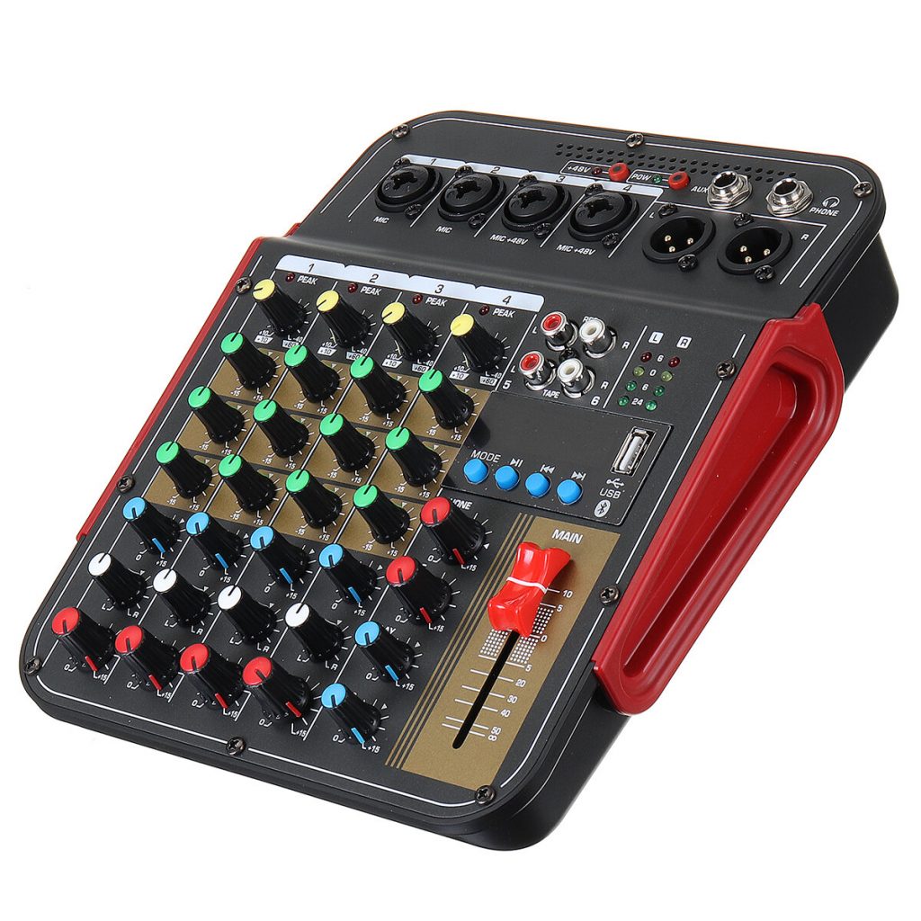 4 Channel bluetooth Audio Mixer Contrl DJ Mic with LED Digital Display ...